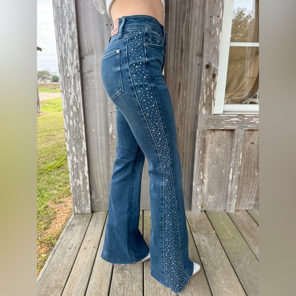Judy Blue | Jeans | Judy Blue Dk Rhinestone Side Panel Detail Flare ...